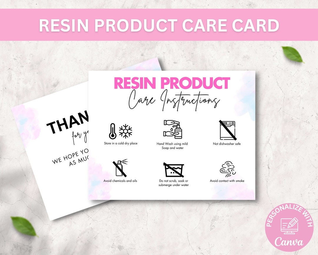 Resin Care Card Template, Resin Product Care Instructions Guide ...