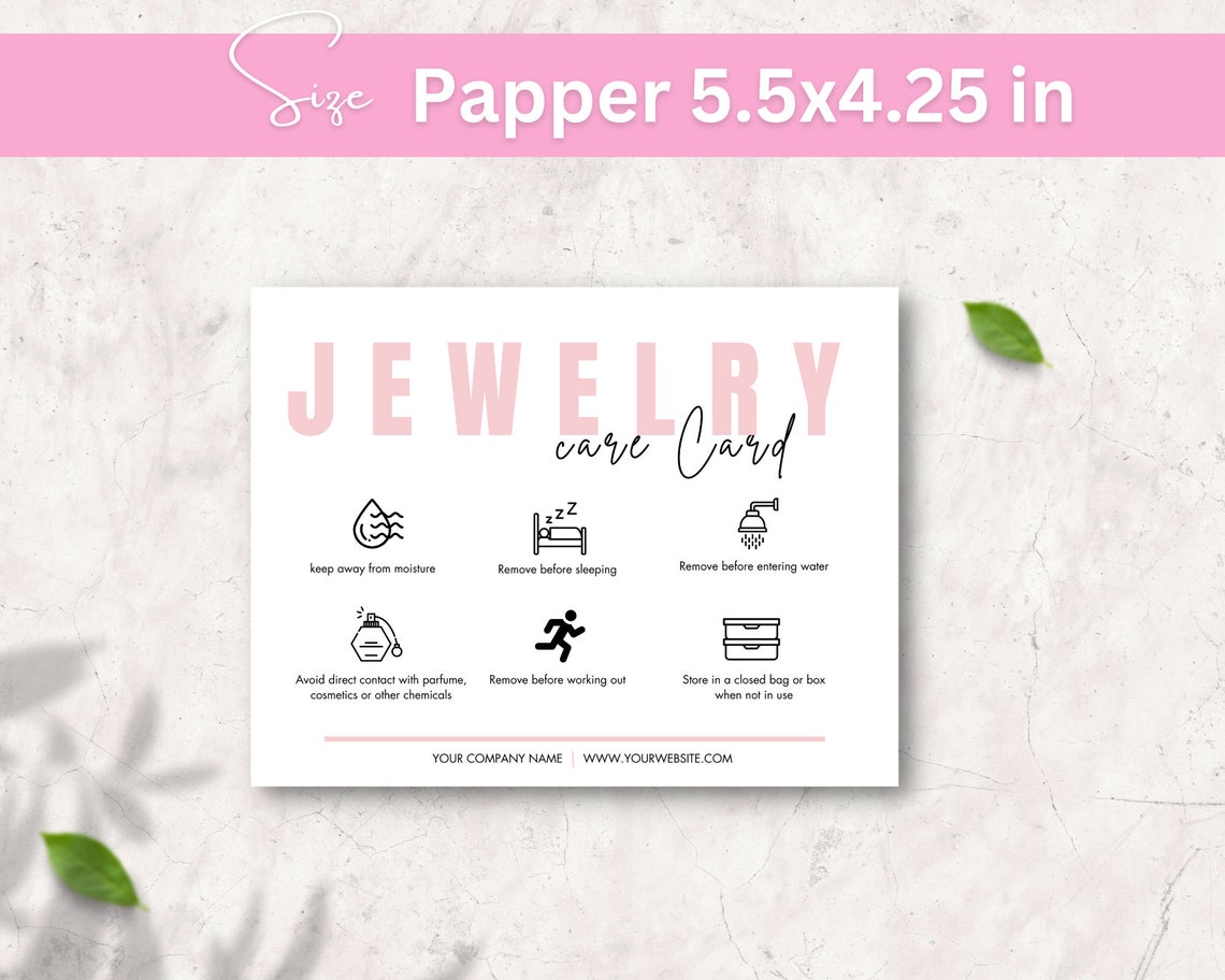 Printable Jewelry Care Card Template, Editable Jewellery Care ...