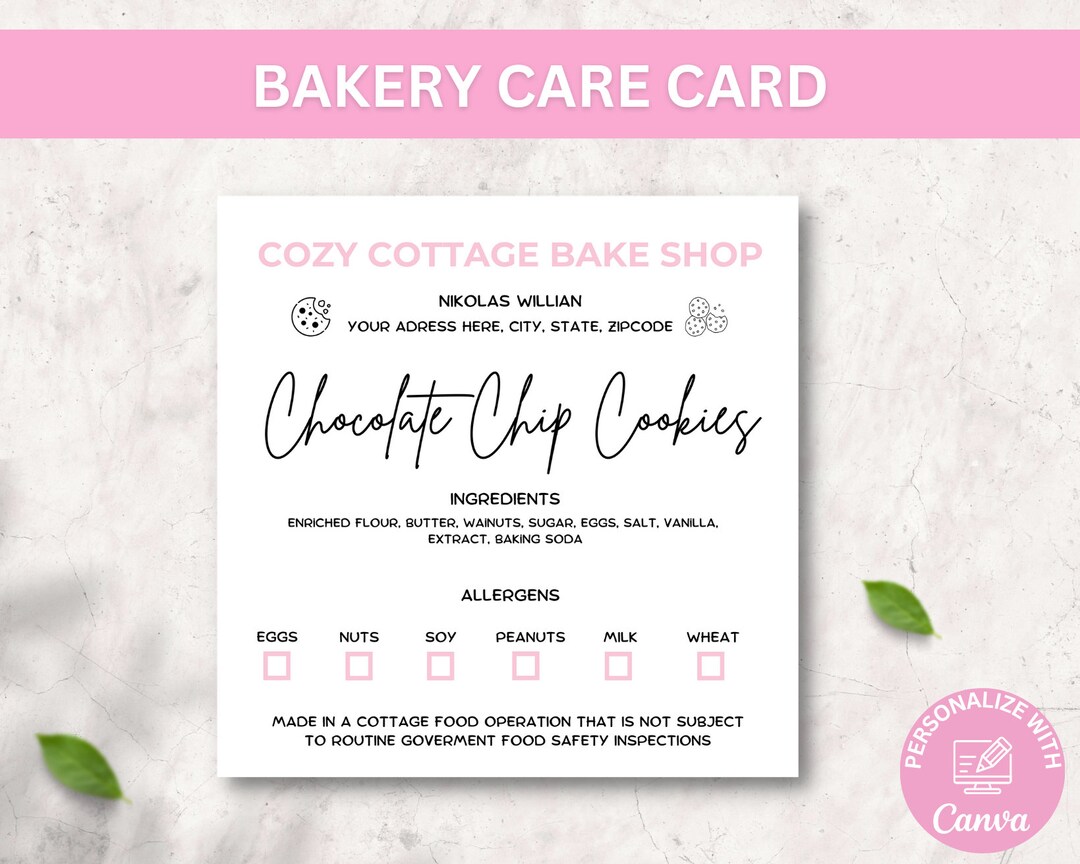 Editable Cottage Law Labels Template, Feminine Cookies Ingredients ...