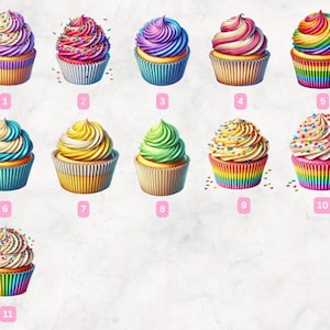 Watercolor Cupcakes Clipart, 11 PNG Cupcake Clip Art, Watercolor ...