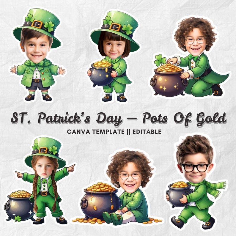 St. Patrick’s Day Pots of Gold | Add Your Own Face Photo Template ...
