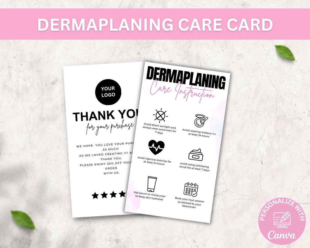 Dermaplaning Aftercare Card Template, Editable Facial Treatment Post ...