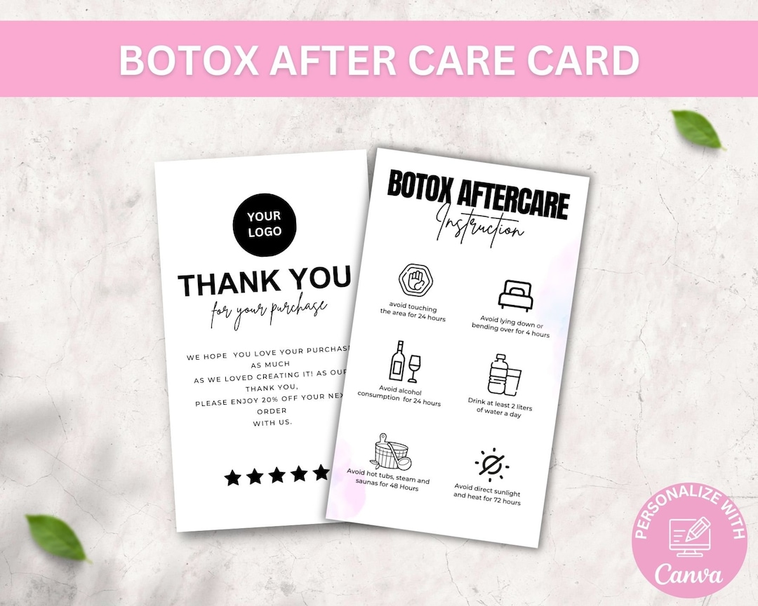 Mini Editable Botox Aftercare Card Template, Filler Procedure Post Care ...
