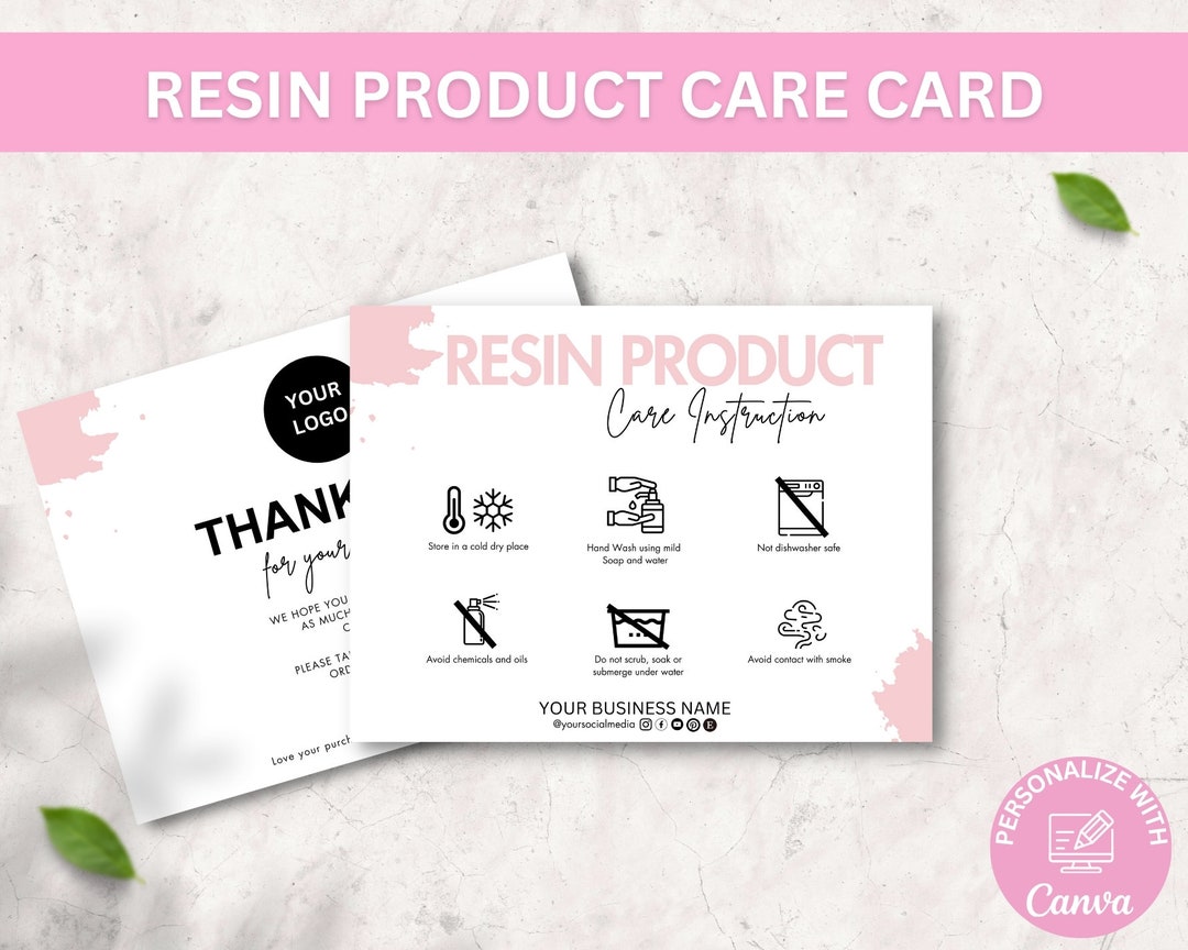 Resin Care Card Canva Template, Editable Resin Product Care ...