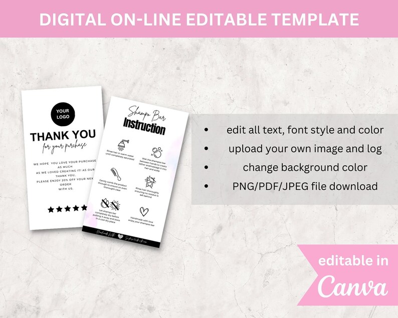 Shampoo Bar Application Guide Template, Editable Solid Shampoo Care ...