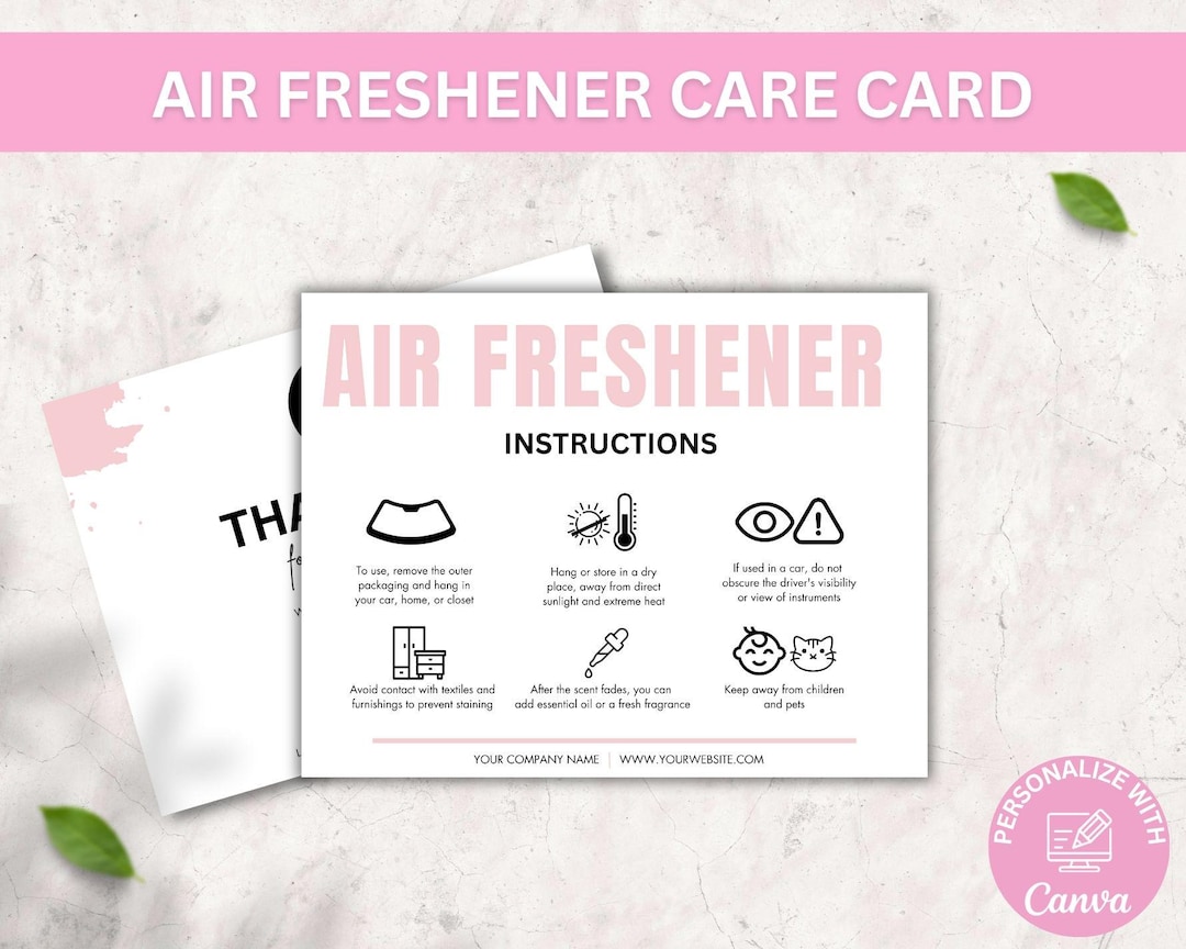 Editable Air Freshener Care Card Template, Sublimation Air Freshener ...