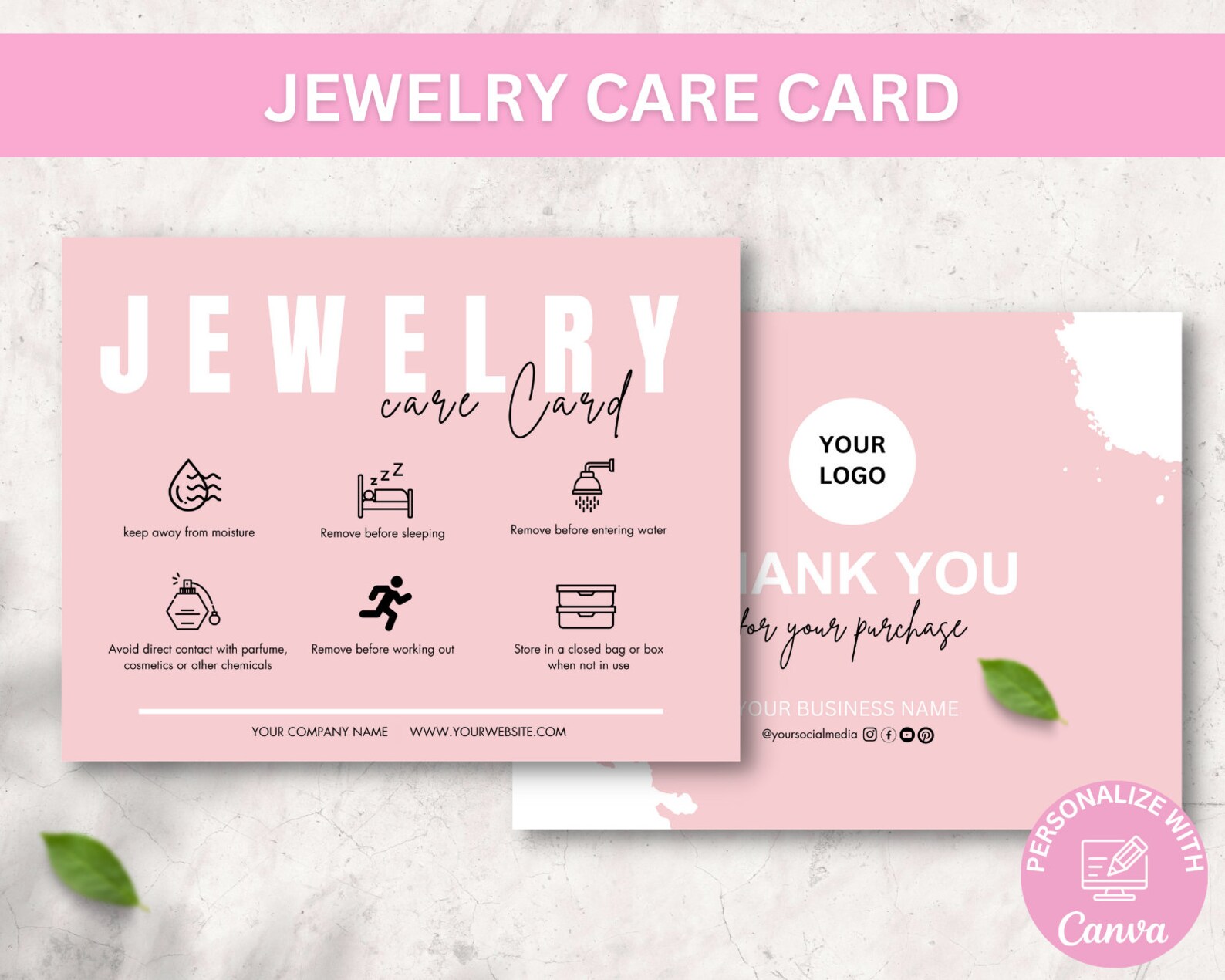 Printable Jewelry Care Card Template, Editable Jewellery Care ...