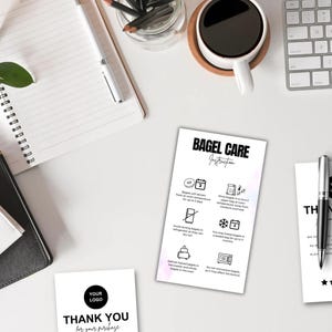 Mini Bagel Care Card Template, Editable Bread Roll Storage Instructions ...