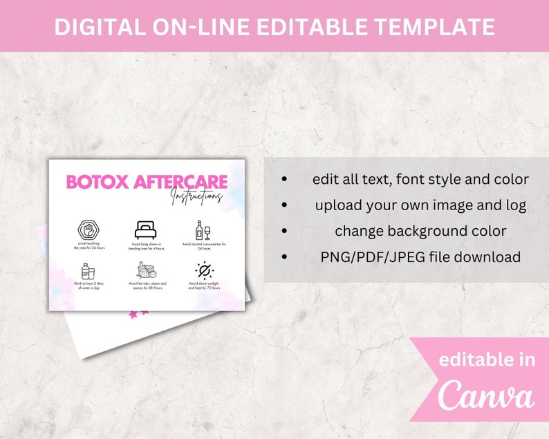Botox Aftercare Card Template, Editable Filler Procedure Post Care ...