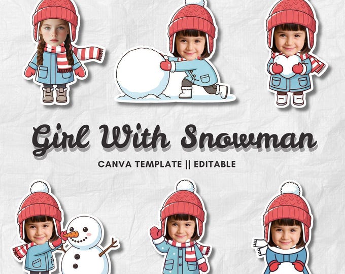 Girl With Snowman | Add Your Own Face Photo Template | Winter Christmas ...