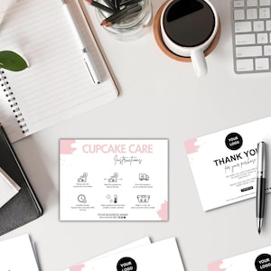 Cupcakes Care Card Template, Editable Muffins Care Guide Tips ...