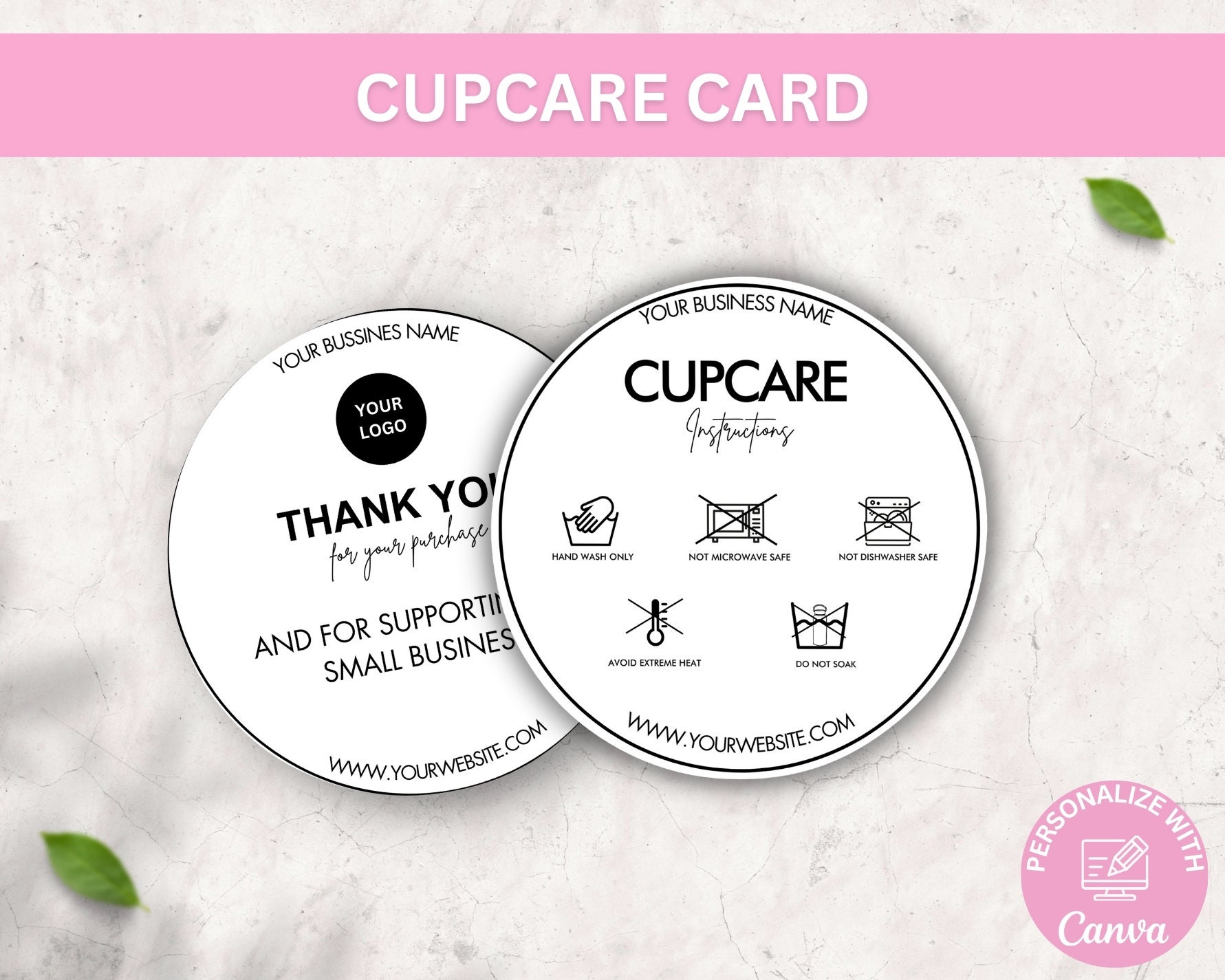Circle Editable Cup Care Card Template, Cup Care Label, Printable ...