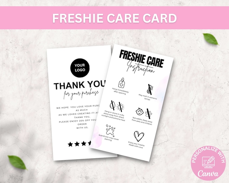 Mini Freshie Care Card Template, Editable Freshie Care Instructions ...
