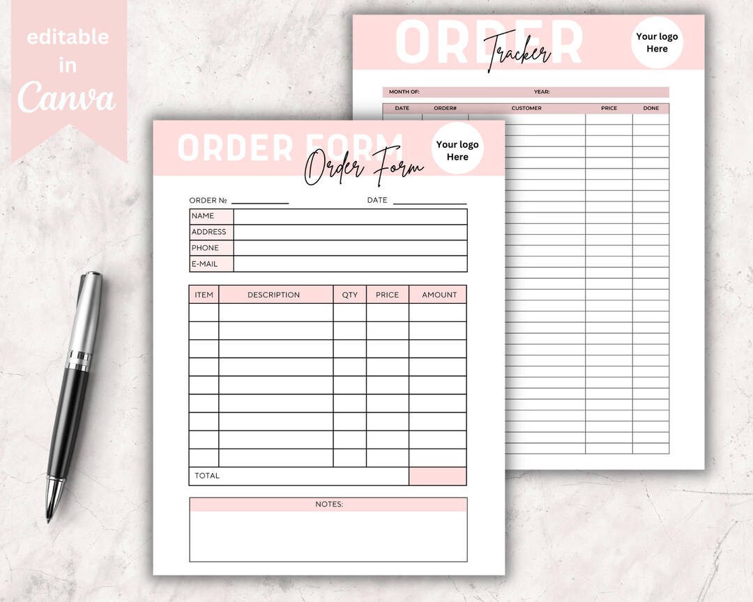Order Form Printable and Editable Good for Crafters, Small Business ...