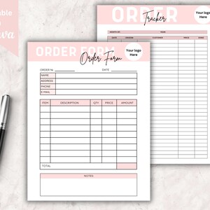 Order Form Printable and Editable Good for Crafters, Small Business ...