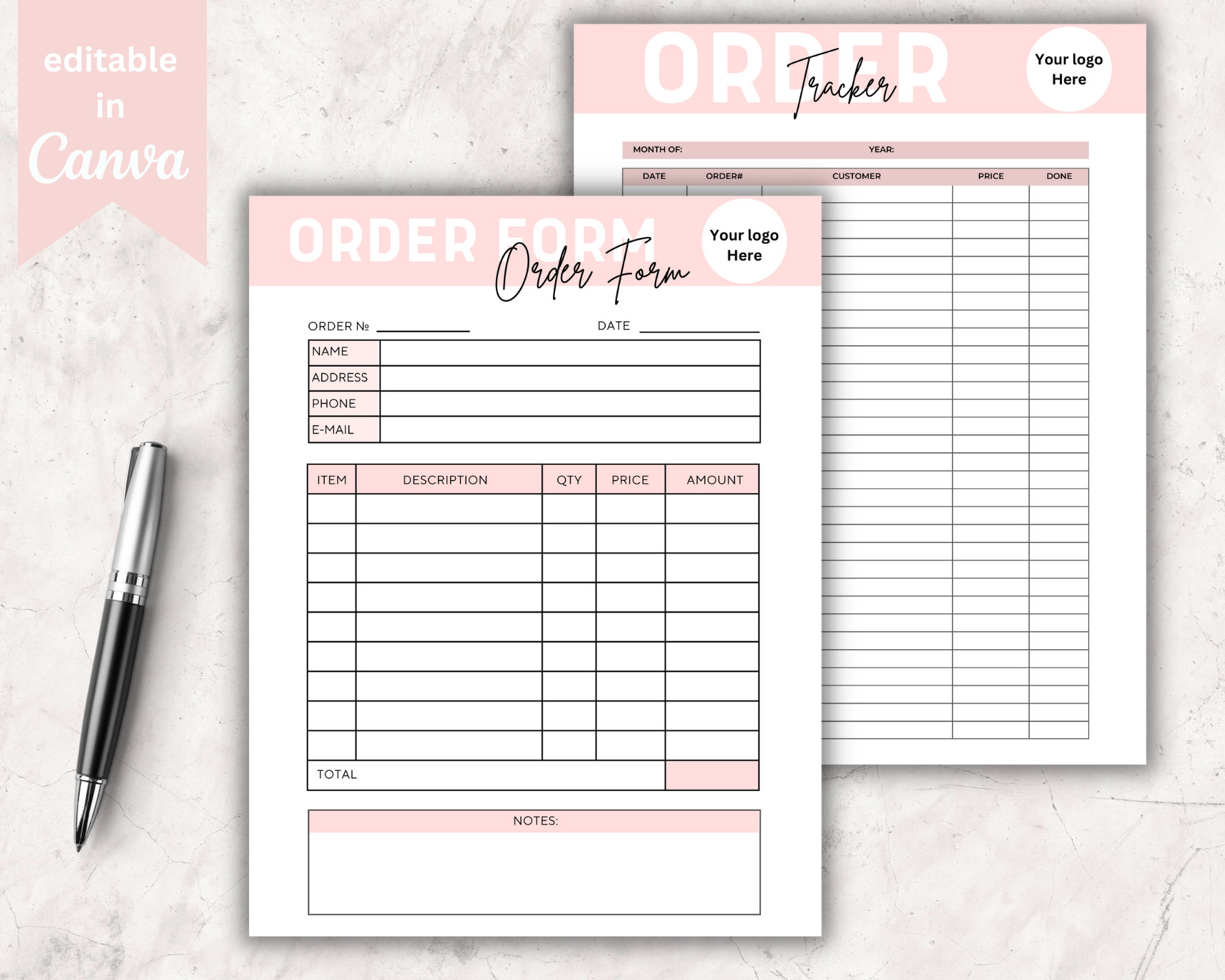Order Form Printable and Editable Good for Crafters, Small Business ...