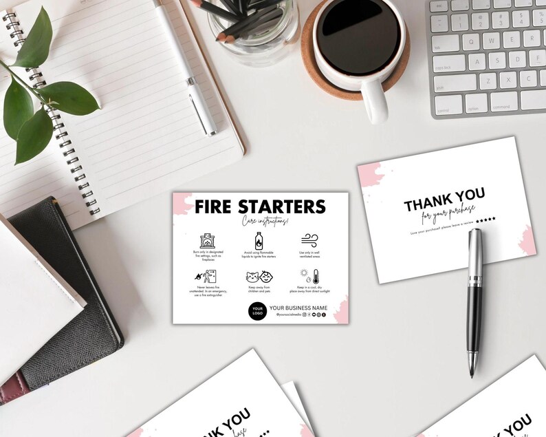 Fire Starters Care Guide Template, Editable Wax Firelighters Care Card ...