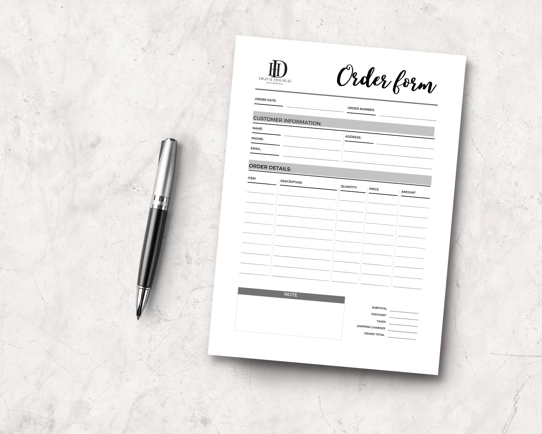 Order Form Printable and Editable Good for Small Business Orders ...