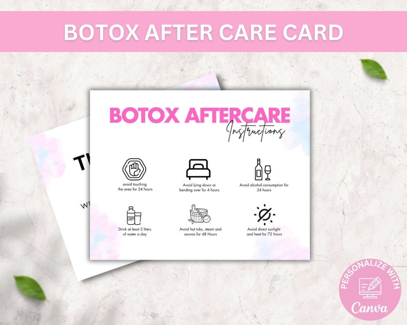 Botox Aftercare Card Template, Editable Filler Procedure Post Care ...