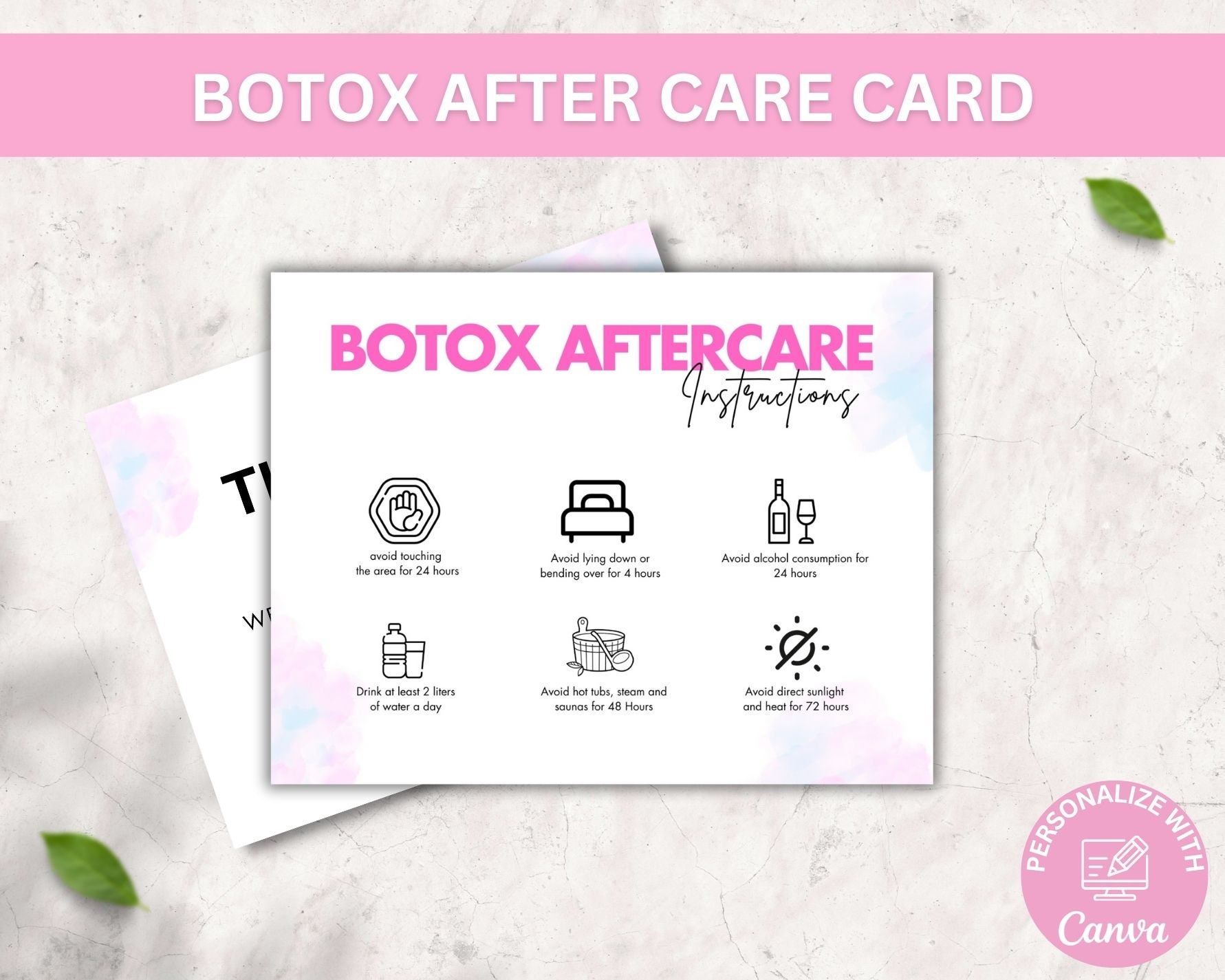 Botox Aftercare Card Template, Editable Filler Procedure Post Care ...