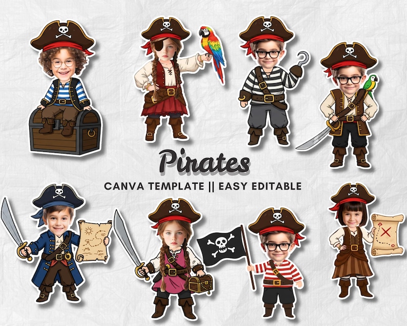 Pirates Face Blank | Add Your Own Photo | Birthday Pirate Party - Etsy