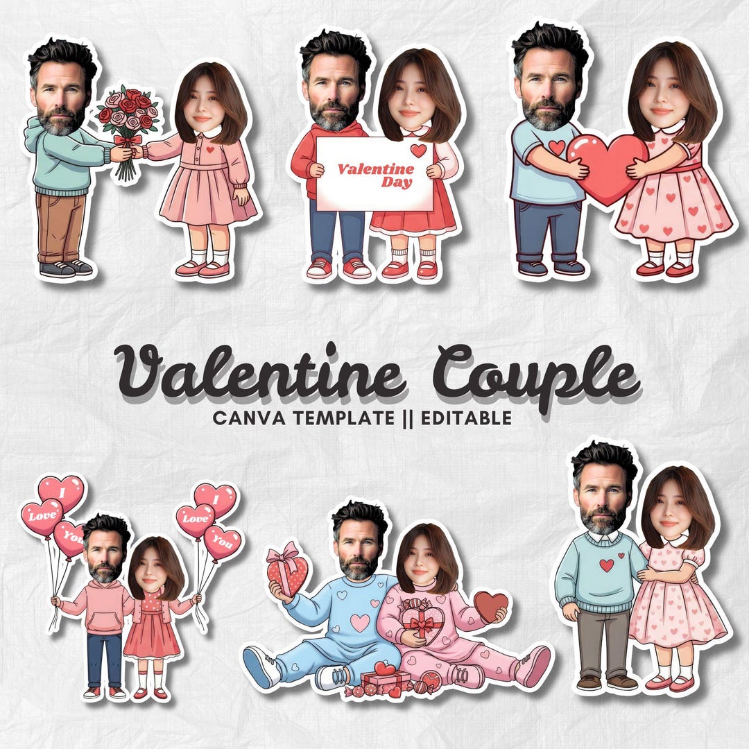 Valentine Couple | Add Your Own Face Photo Template | Cute Love Clipart ...