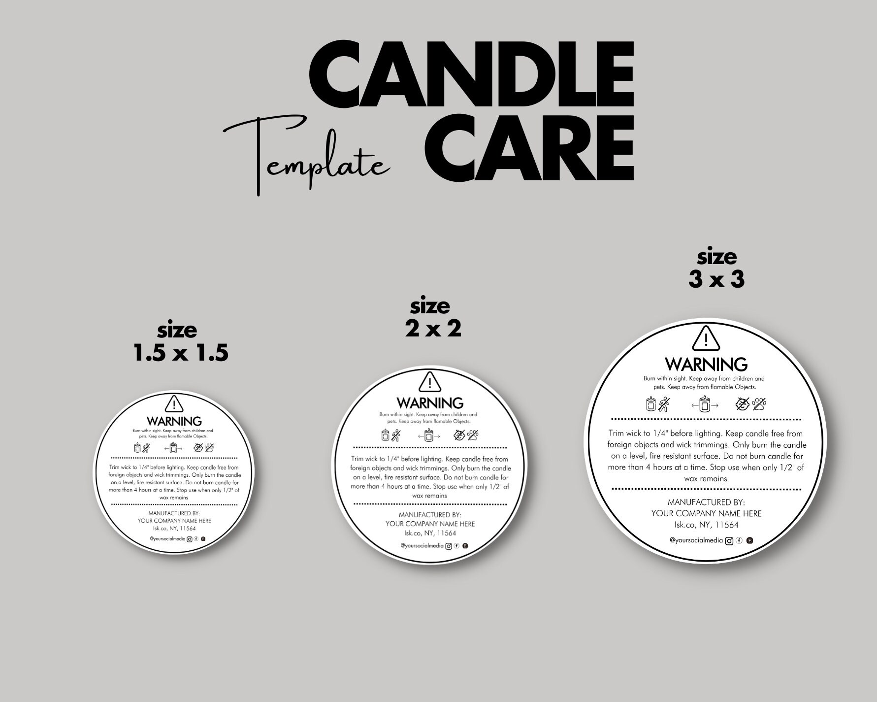 Editable Candle Warning Label Template, Printable Candle Warning ...