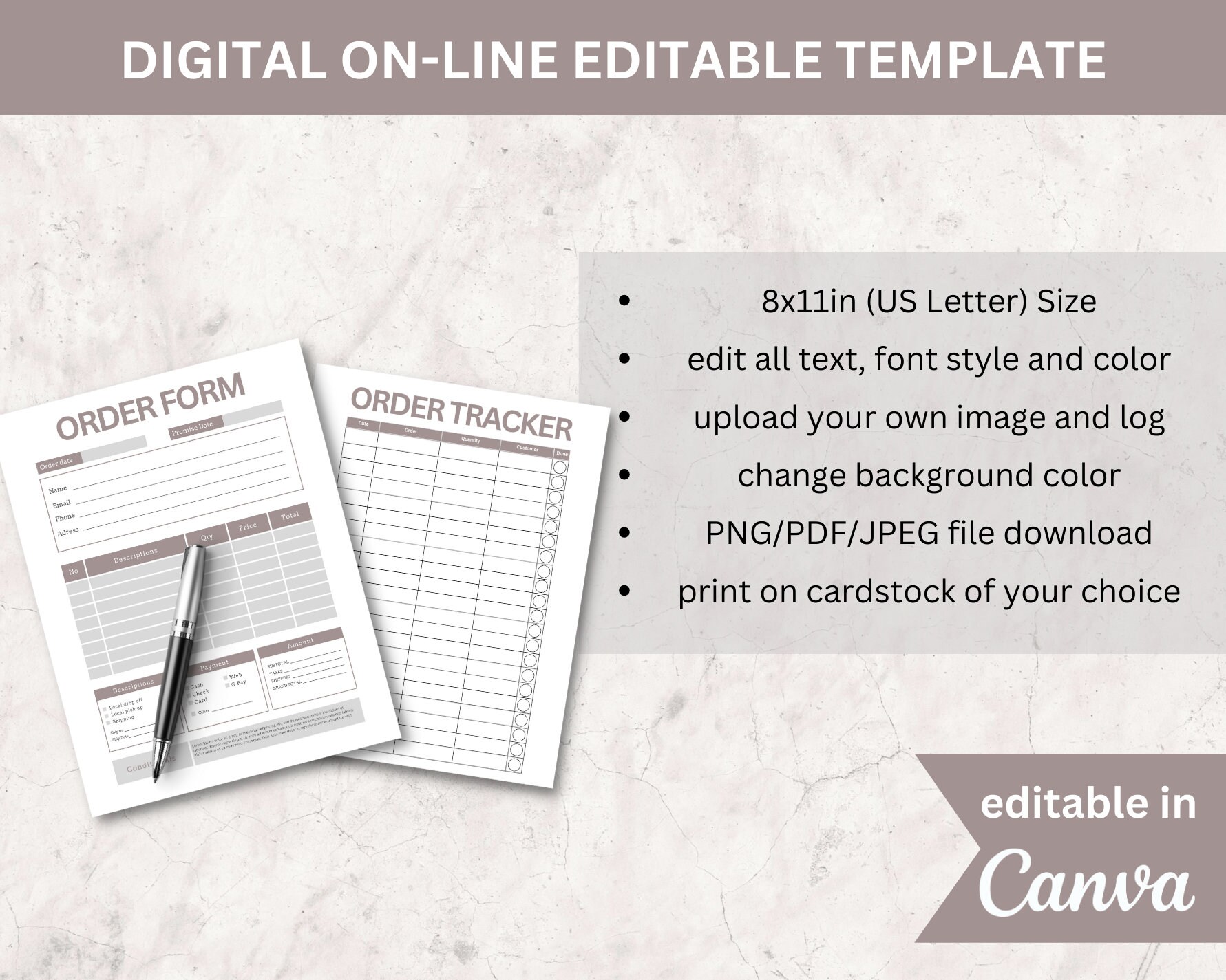 Custom Order Form Template | Purchase Order Form Template | Order Form ...