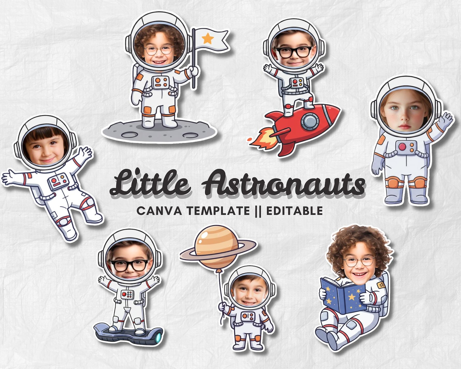Little Astronauts Cupcake Topper | Add Your Own Photo Template ...