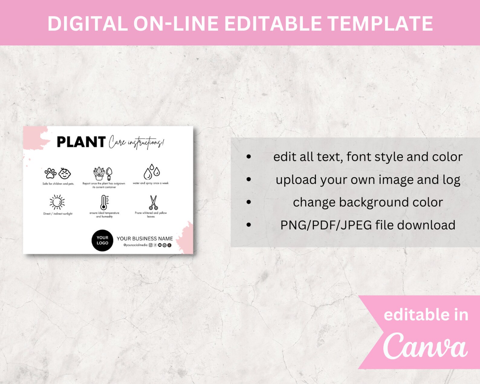 Plant Care Card Template, Succulent Care Cards, Plant Care Tags Inserts ...
