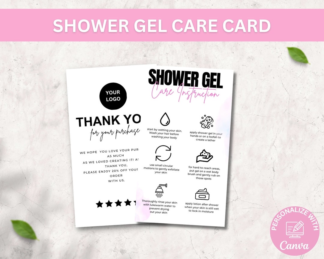 Mini Shower Gel Application Guide Template, Editable Body Wash Care ...