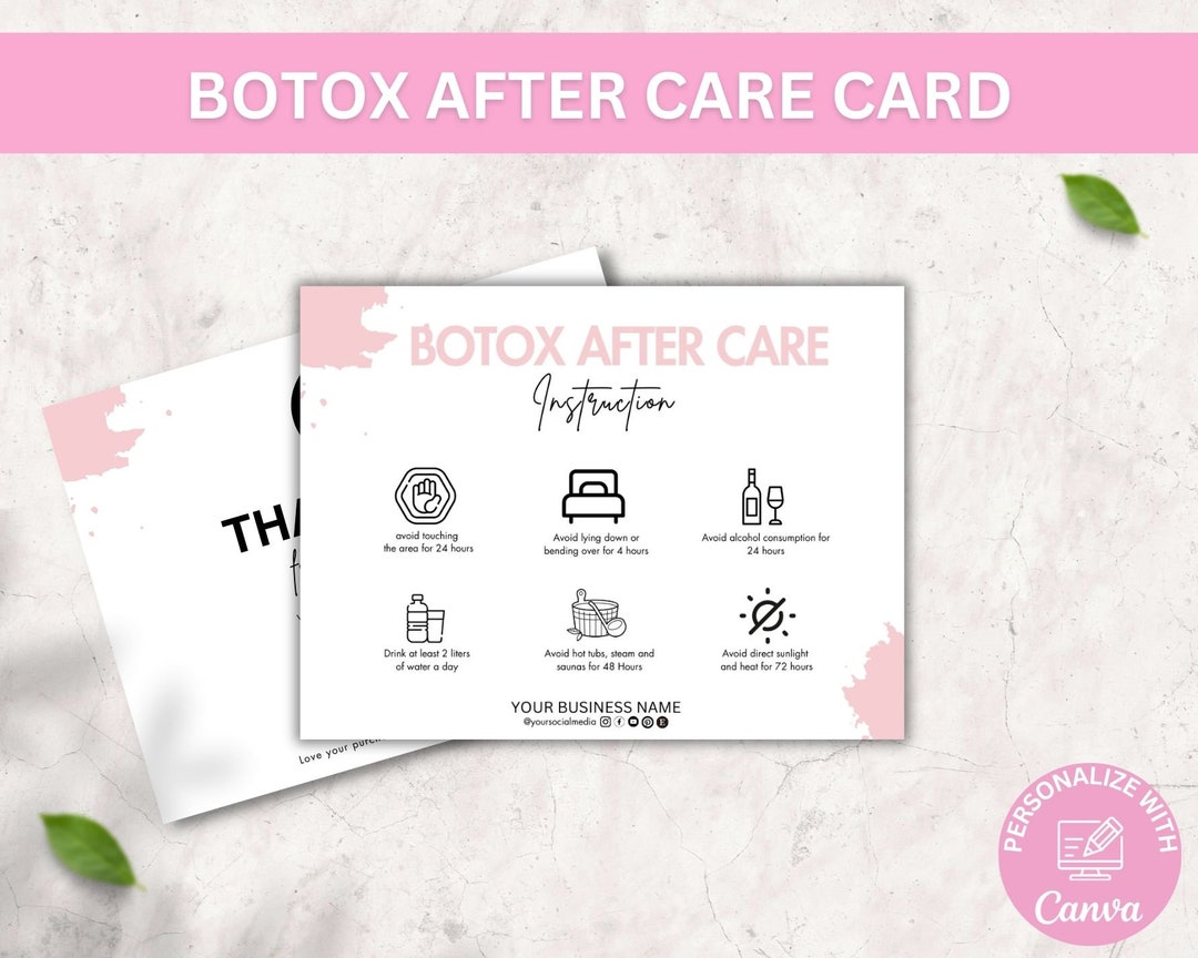 Editable Botox Aftercare Card Template, Filler Procedure Post Care ...