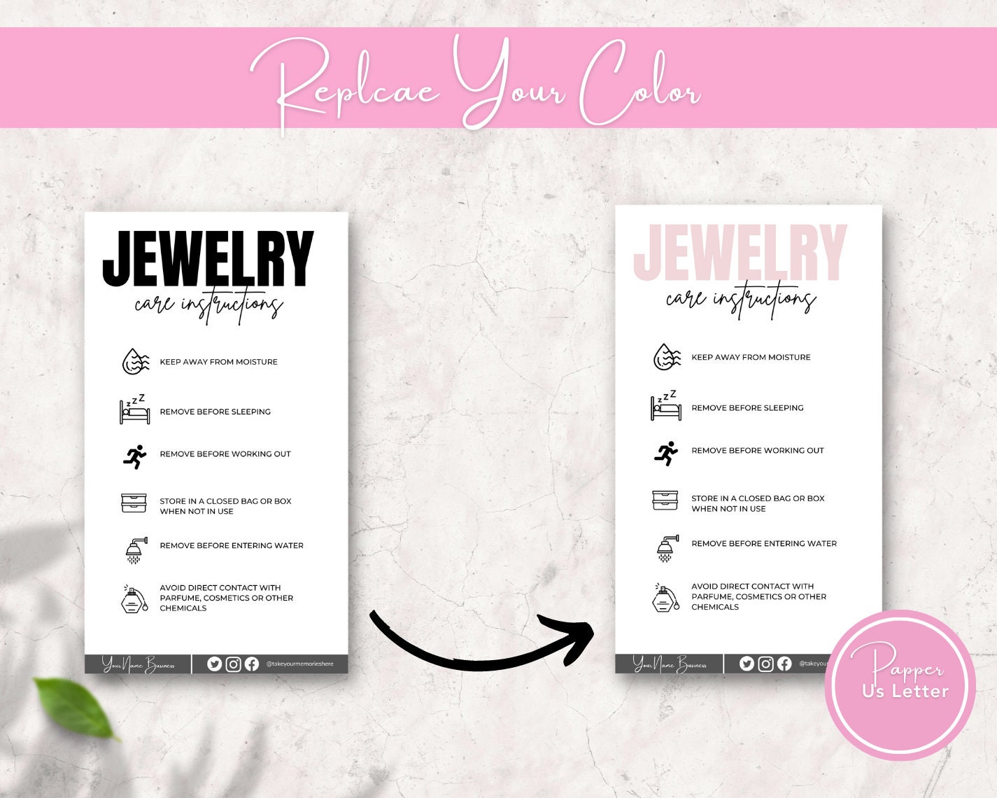 Jewelry Care Card Template, Printable Jewellery Care Instructions ...