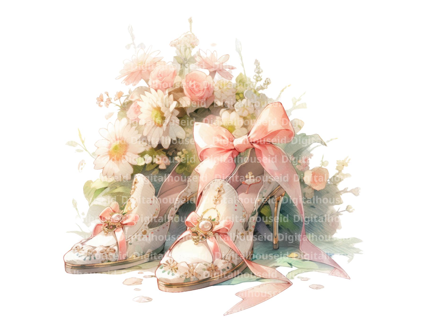 12 Floral Prom Shoes Clipart PNG, High Heels Clipart, Digital Clipart ...