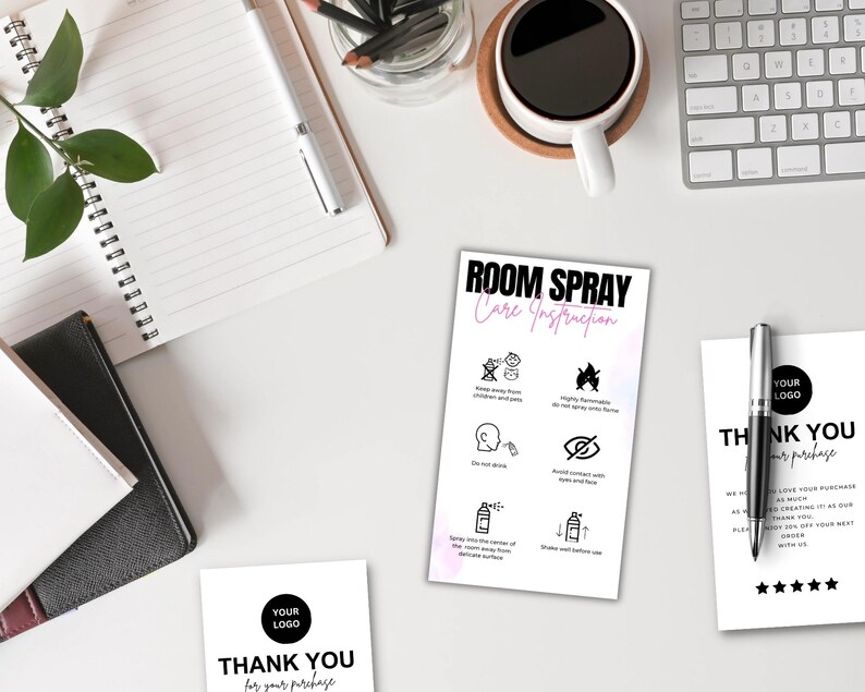 Room Spray Care Card Template, Printable Room Mist Care Instructions ...