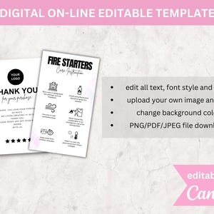 Mini Fire Starters Care Guide Template, Editable Wax Firelighters Care ...