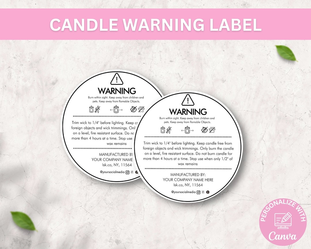 Editable Candle Warning Label Template, Printable Candle Warning ...