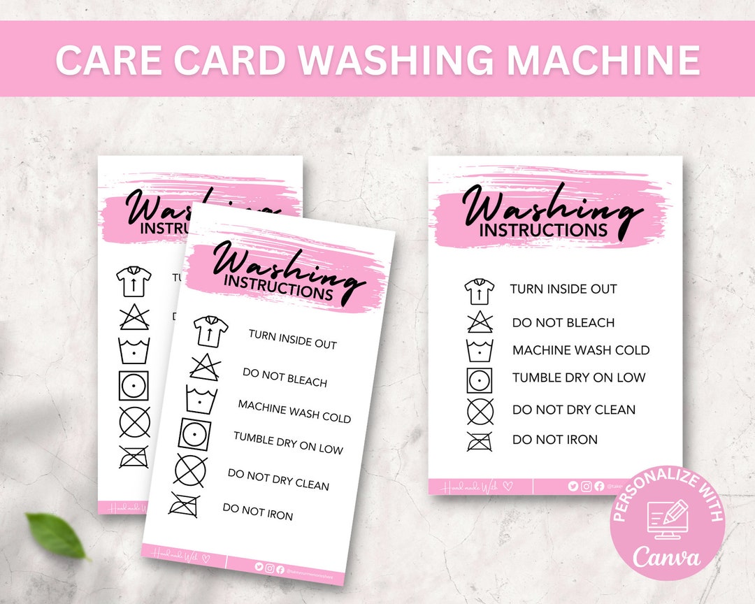 Washing Instructions Card, Shirt Care Card, Clothing Care Instructions ...