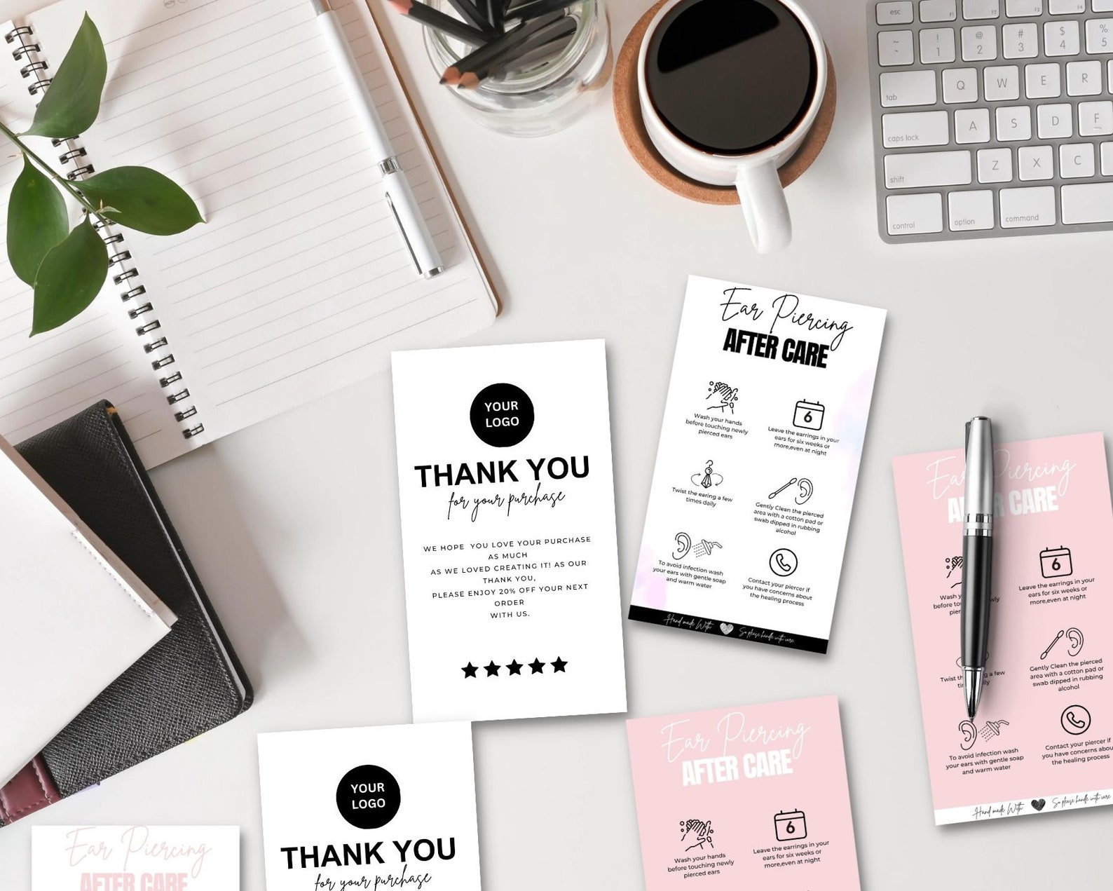 Editable Ear Piercing Aftercare Template, Printable Piercing Guide Card ...