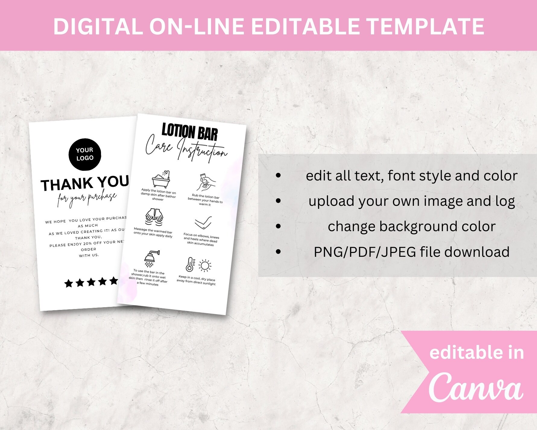 Mini Lotion Bar Care Card Template, Editable Solid Lotion Application ...