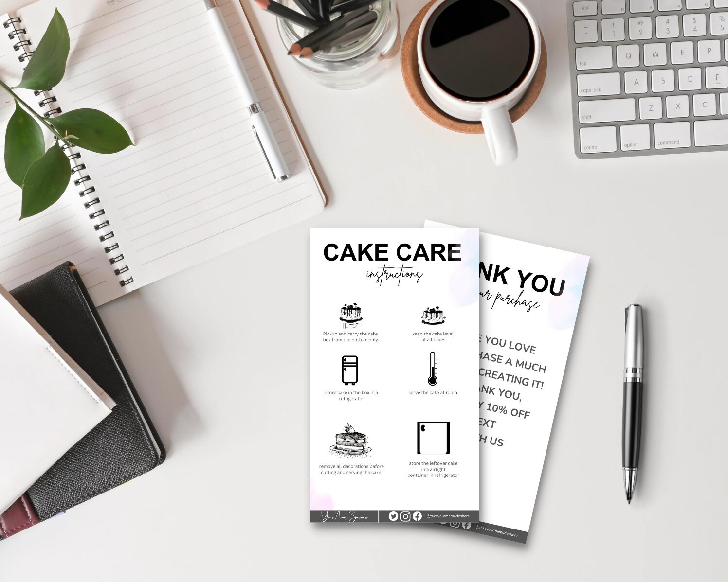 Cookie Care Card Template, Editable Cookies Care Instructions, Bakery ...