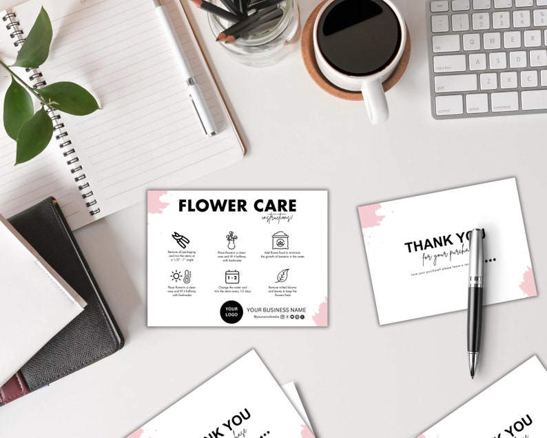 Editable Flowers Care Card Template, Bouquet Care Guide, Printable ...