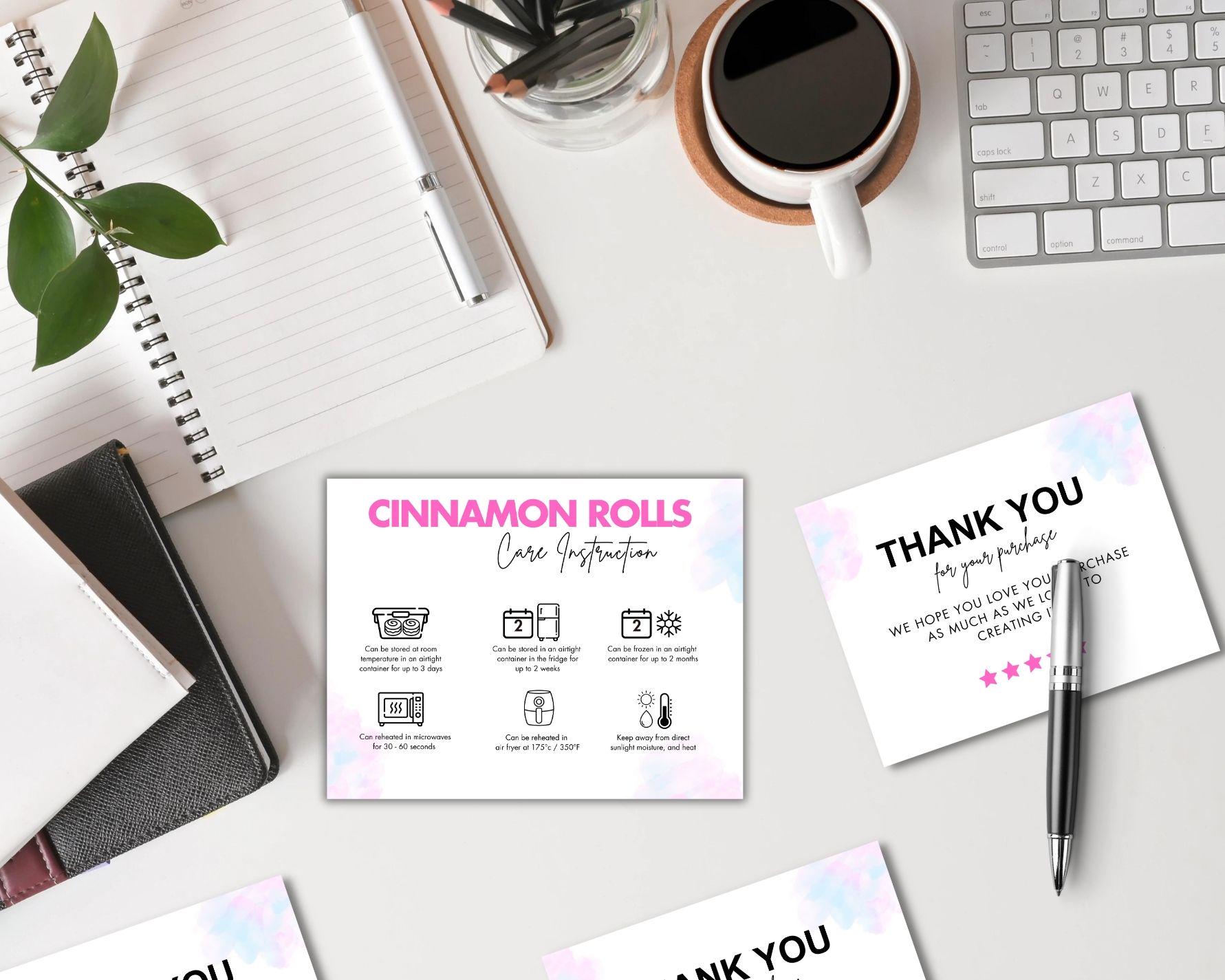 Editable Cinnamon Rolls Care Card Template, Printable Cinnamon Buns ...