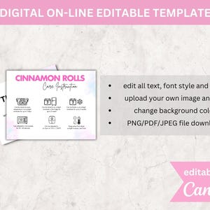Editable Cinnamon Rolls Care Card Template, Printable Cinnamon Buns ...