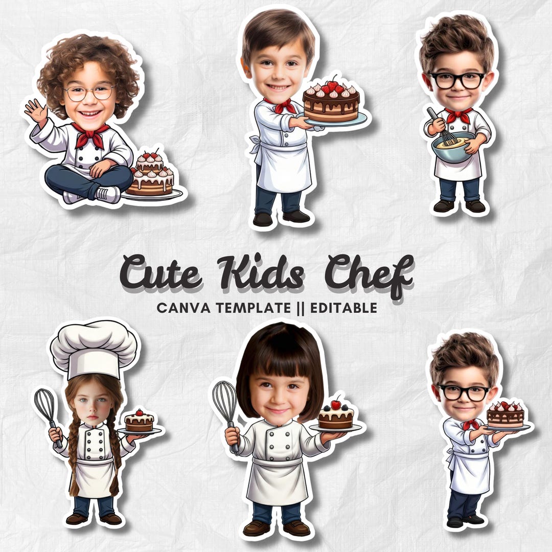 Cute Kids Chef | Add Your Own Face Photo Template | Kids Chef Clipart ...