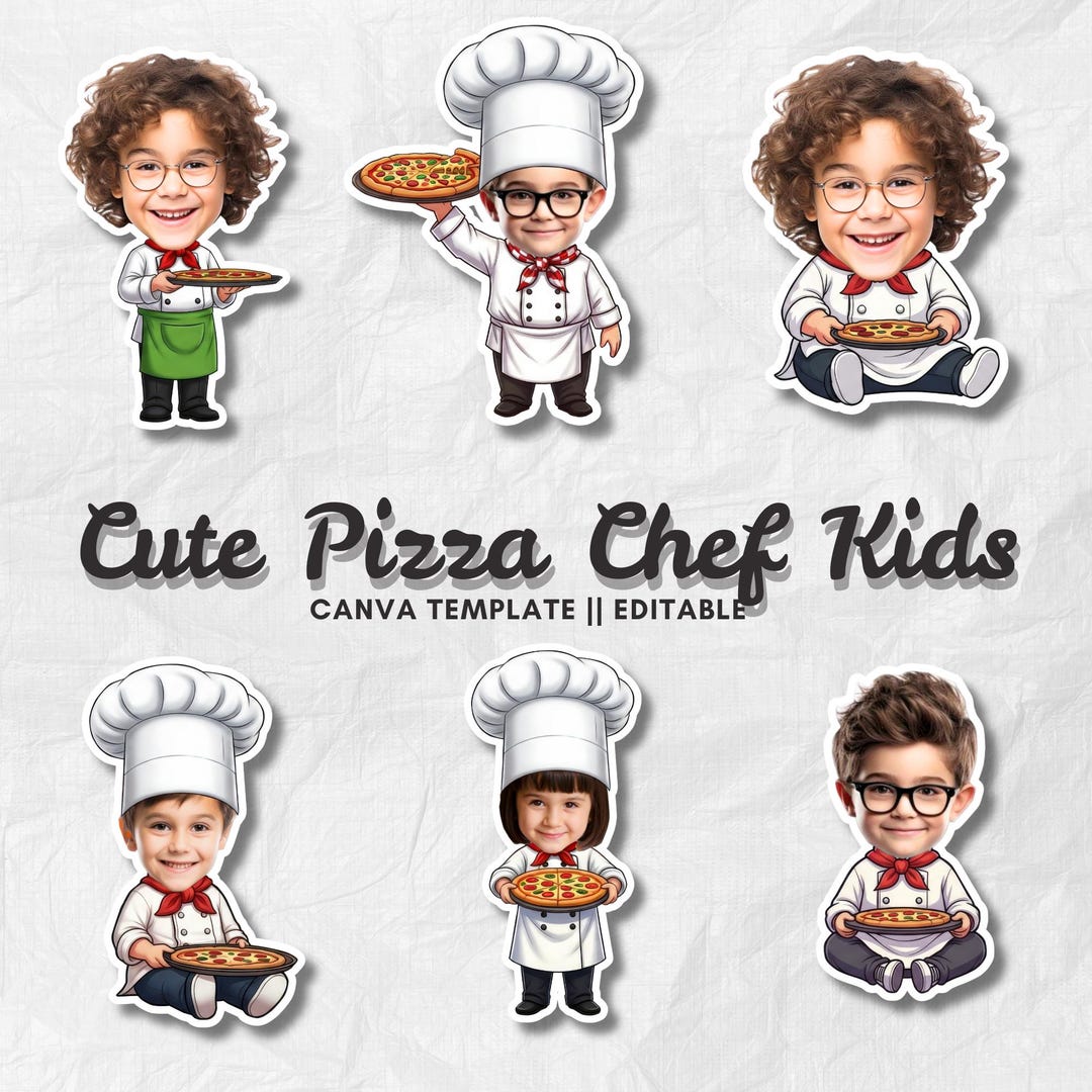 Cute Pizza Chef Kids | Add Your Own Face Photo Template | Pizza Chef ...