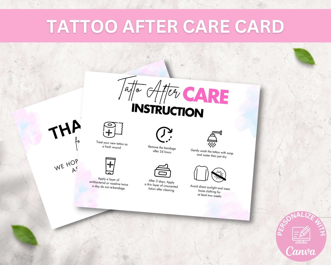 Tattoo Aftercare | Tattoo Artist | Care Instructions | Aftercare Cards ...