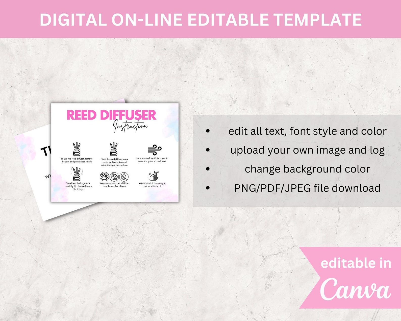 Editable Reed Diffuser Care Card Template, Reed Diffuser Care ...