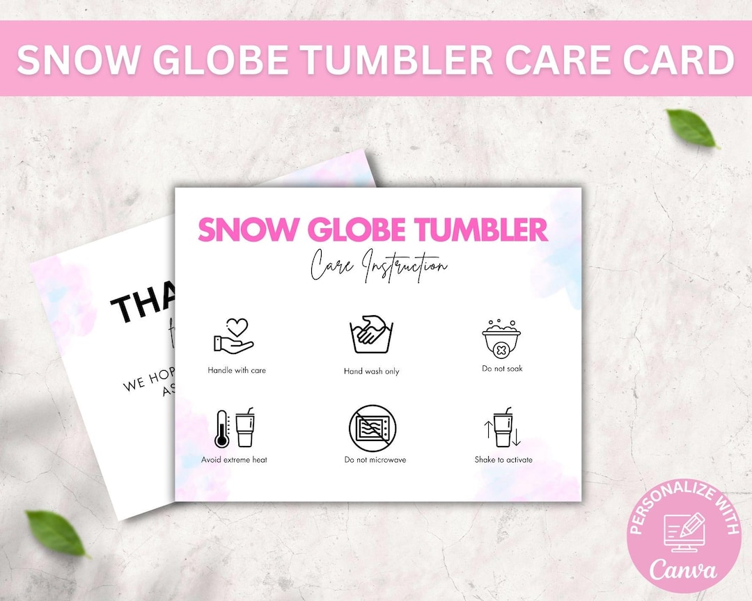 Snow Globe Tumbler Care Card Template, Snowglobe Care Instructions ...