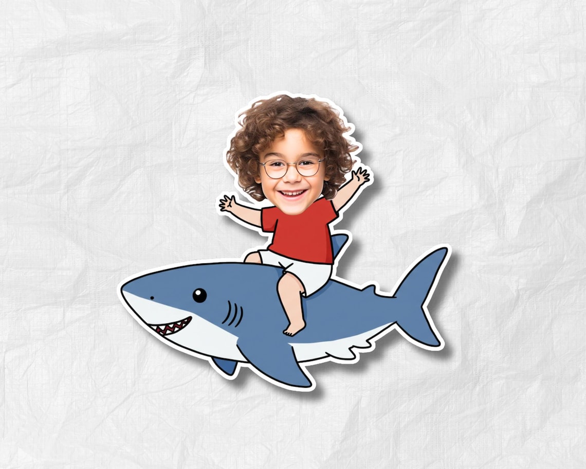 Shark Kids Face Photo | Add Your Own Photo | Shark Birthday Party | DIY ...